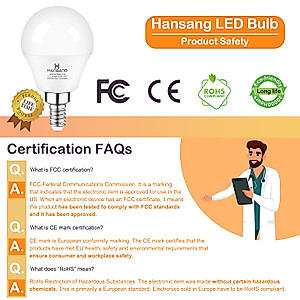 hansang Ceiling Fan Light Bulbs E12 Base 3000K Soft White, Small Base LED Candelabra Bulbs, A15 Chandelier Light Bulbs, 6W 60W Equivalent, 600LM, Non-dimmable, 6 Pack