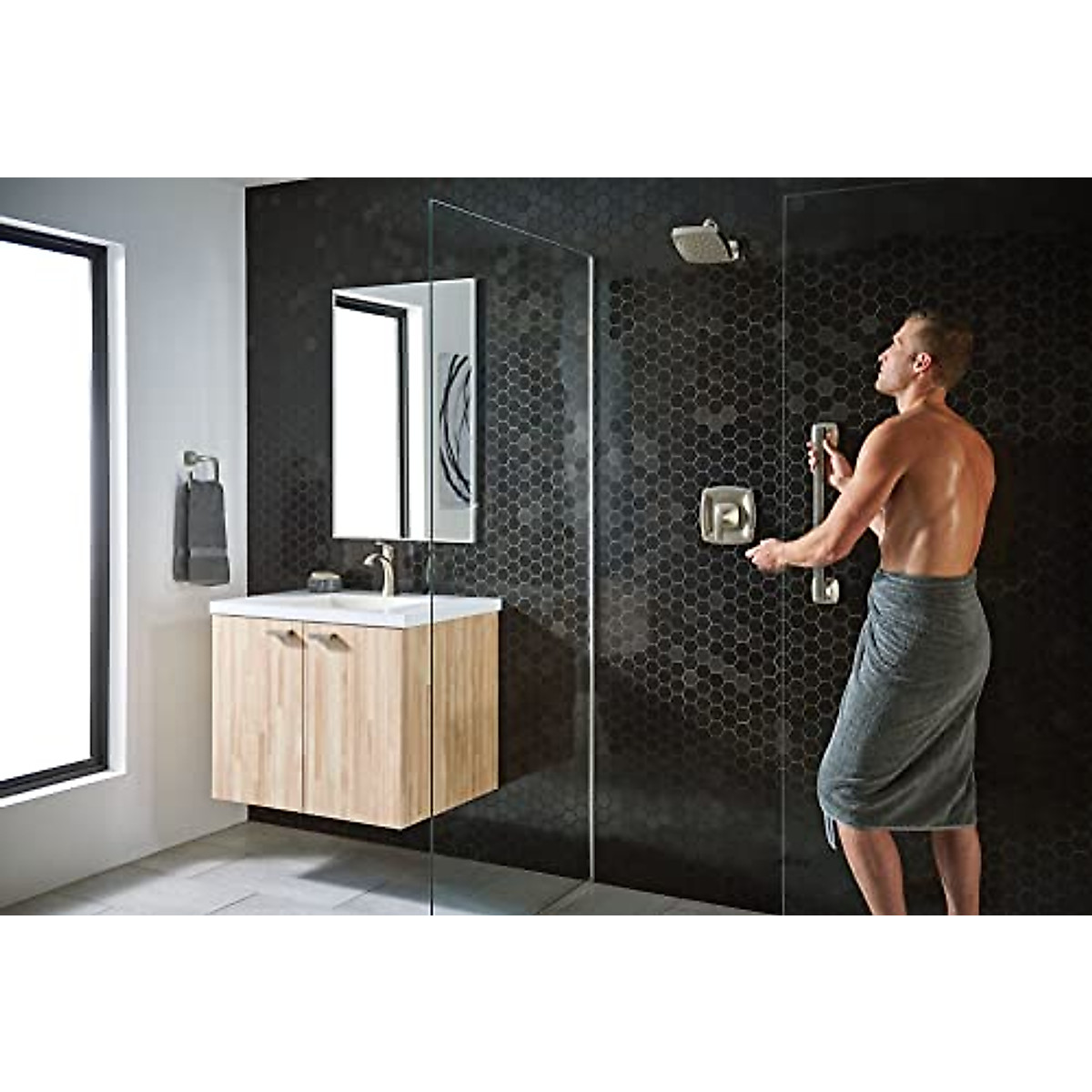 Moen Voss Collection Brushed Nickel Bathroom Hand Towel Ring, Wall Mounted Open Towel Ring, YB5186BN 11.61 x 2.83 x 6.81 inches