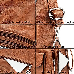 YOUNXSL Convertible Backpack Purse for Women PU Leahter Handbag Fashion Hobo Multiple Pockets Tote Satchel Shoulder Bag Grey