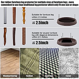 8PCS Non Slip Furniture Pads, 2.5inch/6.4cm Round Furniture Coasters Bed Stoppers Rubber Furniture Feet Silicone Chair Leg Protectors for Bed, Cabinet, Sofa, Chair, Table, Piano (Brown)