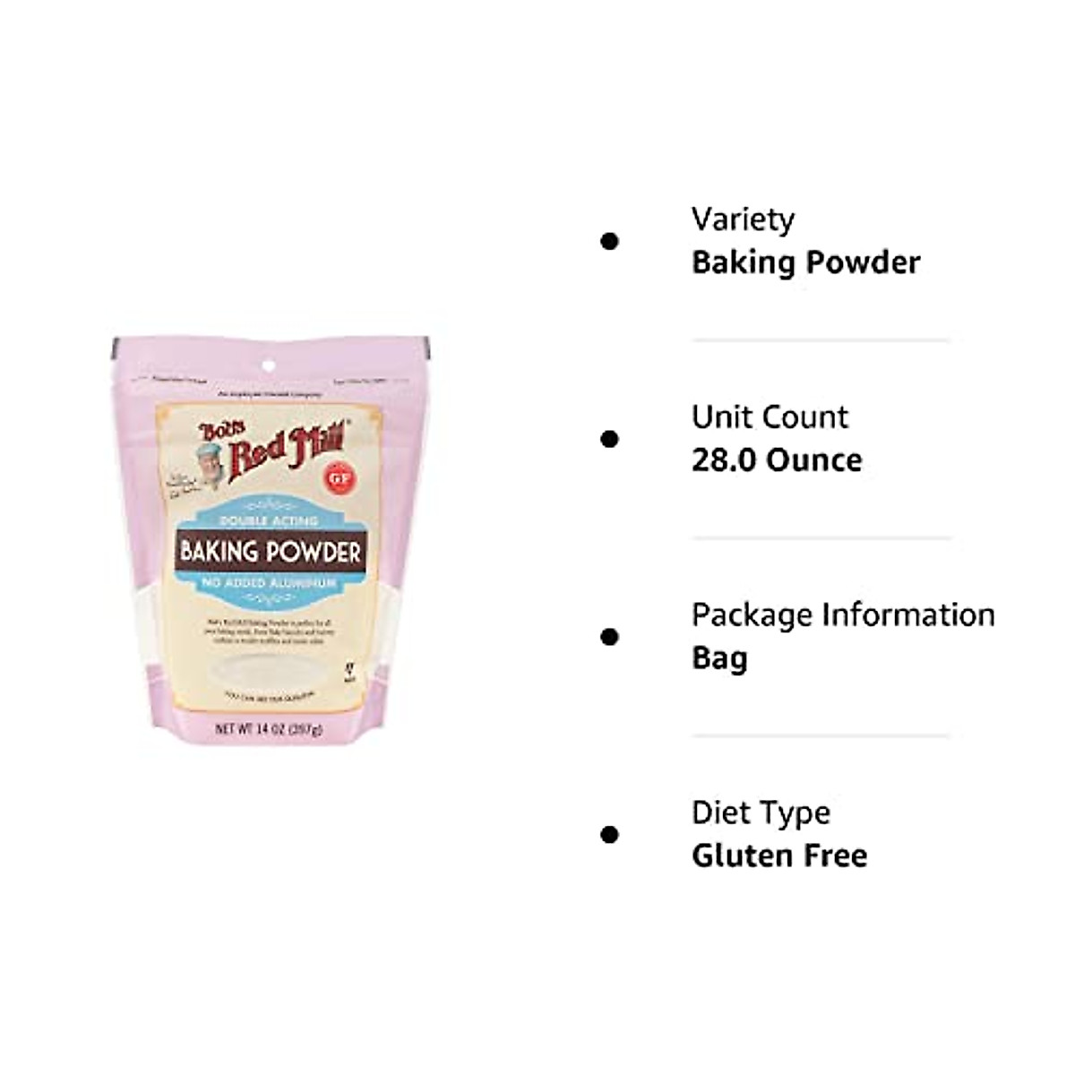 Bob's Red Mill Baking Powder 14 oz (2 Pack) - Double Acting Baking Powder - No Added Aluminum - Baking Powder Double Pack ( 14 oz each, 28 oz total)