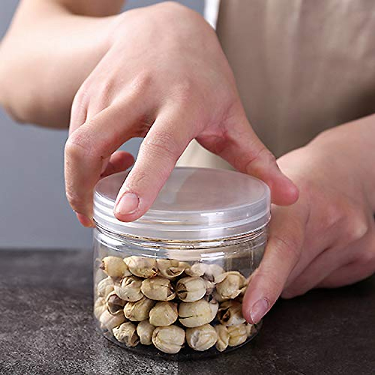 Rocutus 12oz Clear Plastic Storage Jars Containers,8 Pack Refillable Wide-Mouth Plastic Slime Storage Containers for Beauty Products,Kitchen & Household Storage - BPA Free (12 OZ)