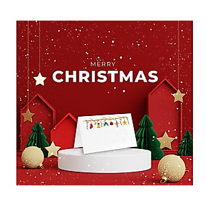 Christmas Table Place Card, 25-Piece Tent Style Cards Set, Special Paper Easy-to-Write and Foldable, Seating Cards for Christmas Party, Food Labels -C02