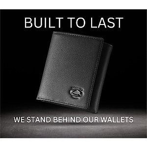 Stealth Mode Leather Trifold RFID Wallet For Men With Flip Out ID Holder