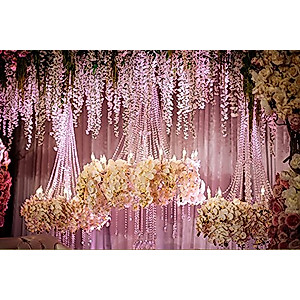 Ivyue 12sPack Wisteria Vine Artificial Silk Wisteria Lane Rattan Fake Wisteria Artificial Flowers Garland Hanging Flowers Wisteria Bush for Home Garden Party Wall Wedding Decoration 3.6feet (Pink)