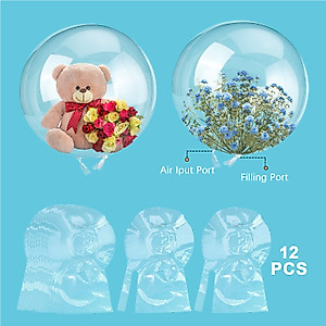 Ayfjovs Large Clear Balloons for Stuffing, 12PCS 26 Inch Fillable Big Bubble Balloons, Pre-Stretched Transparent BoBo Balloons for Valentines Decoration Baby Shower Wedding Birthday Party