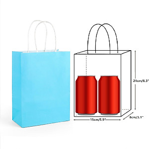 25pcs Paper Bags with Handles. Small Gift Bags Party Favor Bags Goodie Bags Shopping Bags. Light Blue Gift Bags with Handles Bulk for Birthday Wedding Retail Business Festivals Arts DIY Crafts