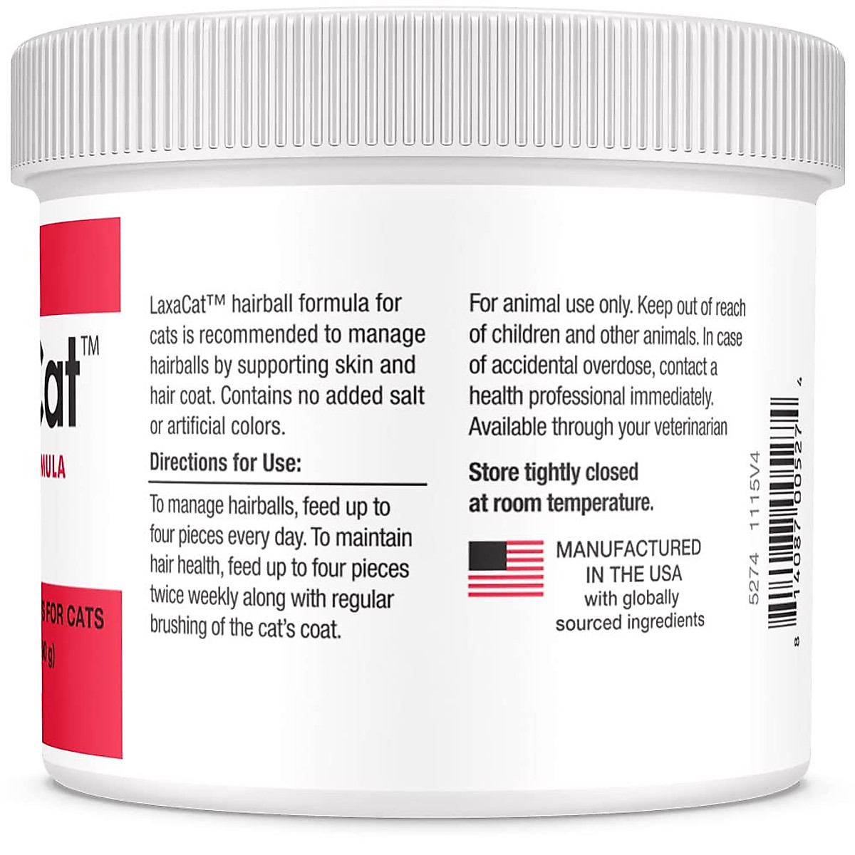 LaxaCat Hairball Formula for Cats - Supports Skin & Hair Coat, Vitamin, Mineral Oil - Healthy Coat - Regular Bowel Movement - Natural Ingredients - 270 Soft Chew
