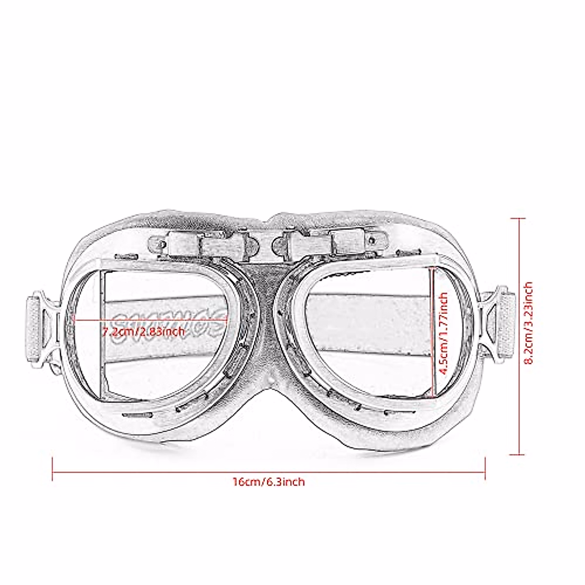 evomosa Motorcycle Goggles Vintage Pilot Style Cruiser Scooter Goggle Outdoor Sand Goggles Bike Racer Cruiser Touring Eyewear for Half Helmet