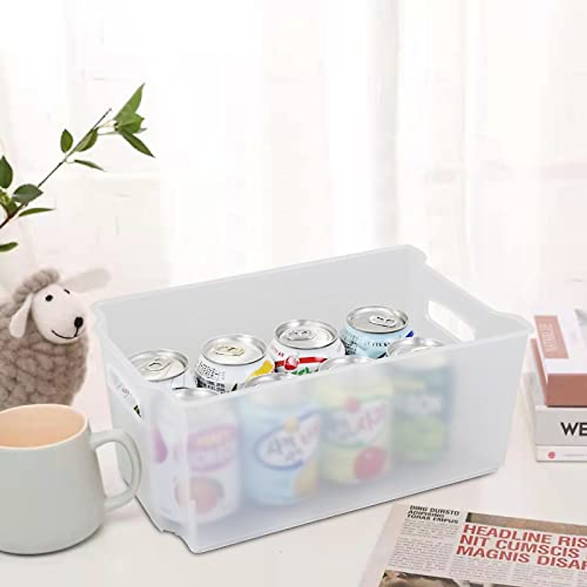 CadineUS 4-pack Stackable Organizer Bins, Clear Stackable Storage Bins