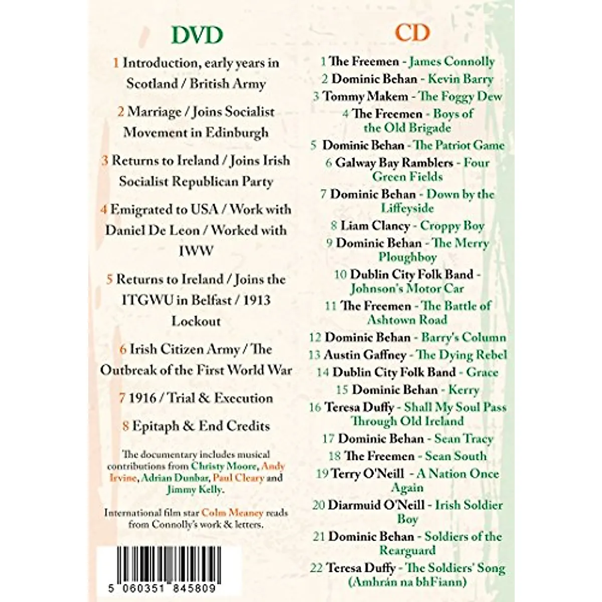 James Connolly Working Class Hero DVD/CD 1916 Easter Rising Christy Moore