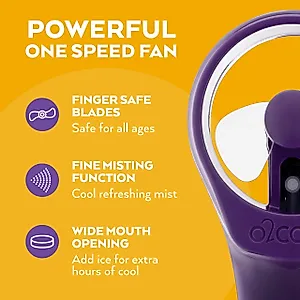 O2COOL Elite Battery Powered Handheld Water Misting Fans (Purple)