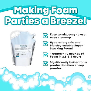 Foam Daddy Foam Machine Gel Solution - Professional Super Stacking Foam Machine Refill, 10 Rounds, Foam Machine Fluid that Makes 400 Gallons of Foam Party Fun! - 1 Gallon