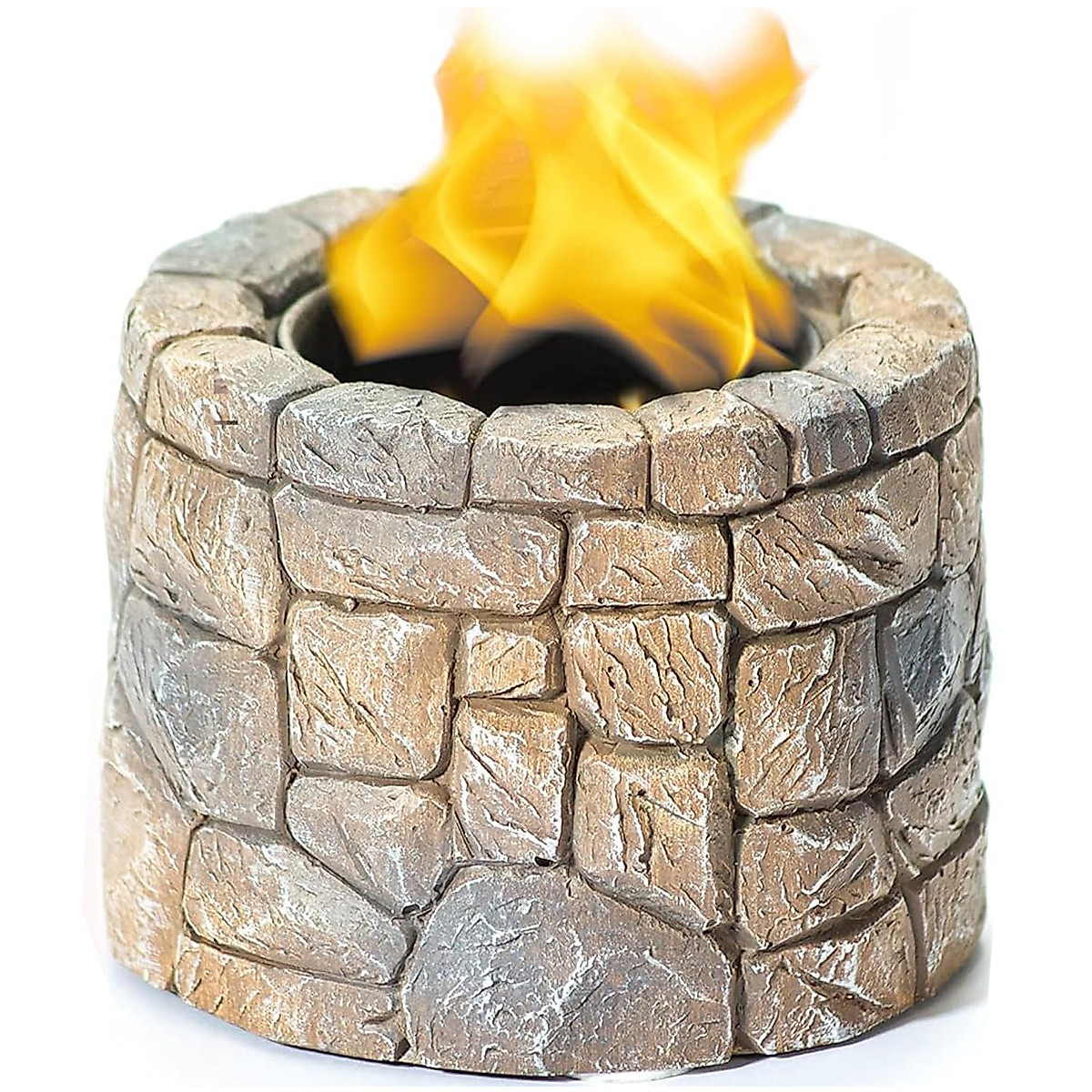 WEYLAND Tabletop Fire Pit Bowl - Table Top Firepit Balcony Decor and Smores Maker - Small Indoor, Outdoor and Personal Portable Fireplace for Patio Using Rubbing Alcohol Fuel - Stone Design