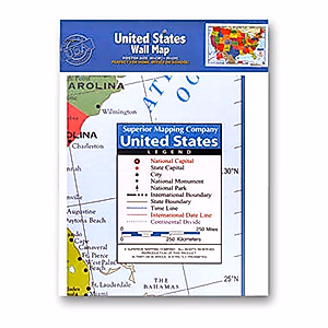 Superior Mapping Company United States Poster Size Wall Map 40 x 28 with Cities (1 Map)