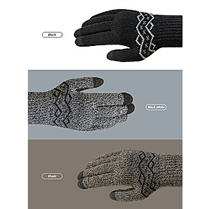 TRENDOUX Gloves for Men, Running Driving Glove Women Touchscreen Warm Stretchy Material Elastic Cuff Double Thickened Windproof Snow Texiting Phone - Typing Cold Hands - Black - L