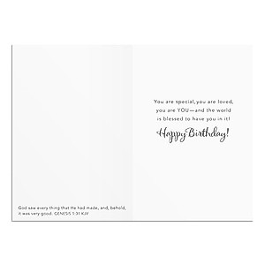DaySpring - Celebrating You Birthday- King James Version- 4 Design Assortment with Scripture - 12 Geometric Botanical Boxed Cards & Envelopes (J5127)