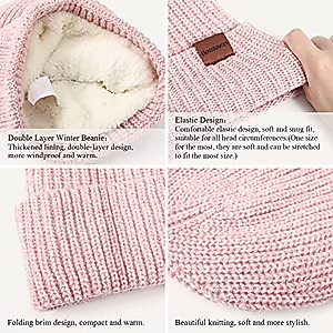 BESSTEVEN Beanie Women Soft Winter Hat: Warm Slouchy Cute Pink Beanies with Thick Lining Double Layer Running Cycling Skiing Camping Stocking Cap for Mom Teen Girls