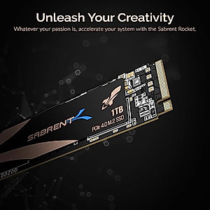 SABRENT 1TB Rocket Nvme PCIe 4.0 M.2 2280 Internal SSD Maximum Performance Solid State Drive with Heatsink (Latest Version) (SB-ROCKET-NVMe4-HTSK-1TB).