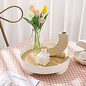 FIZZOQI Plastic Cosmetic Storage Shelf Condiment Rack Tabletop Rack Desk Round Tray Pantry Room Organizer Rack Household Restaurant Storage Rack