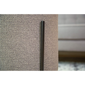 Wovenbyrd Modern Round Ottoman Footstool with Metal Base Legs, 16-Inch Wide, Gray Fabric