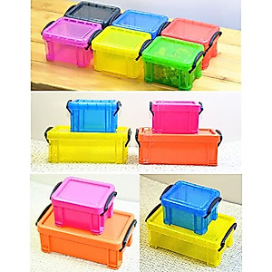 KUFptva Small Plastic Box with Locking Lid Mini Organizer Container Case for Jewelry Beads Small Crafts Items Home Organization, 8.7*6.5*5.2CM