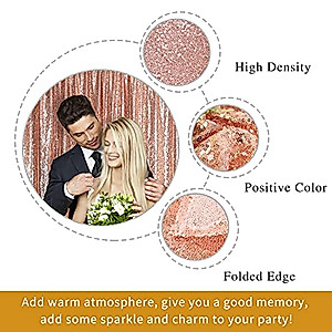 CMICHO Rose Gold Backdrop Curtain - 2.5x8FT 2 Curtain Panels Photography Backhround for Wedding Party Birthday Decoration