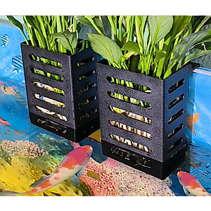 2 PCS Hanging Aquarium Planter Cups, Aquatic Plants Holder, Aquarium Planter Cup, Aquarium Decorations Plants Pot and Fish Tank Plants Pot for Live Aquarium Decor (Black-2 PCS)