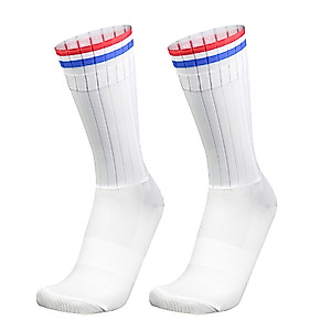 PRIOKNIKO Socks For Men Anti-Slip Silicone Aero White Line Cycling Sports Running Socks,One Size 6-12