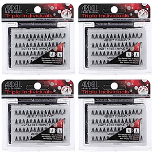Ardell False Eyelashes Triple Individuals Knot-Free Medium Black 4 Pack