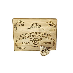 Ouija Spirit Talking Bamboo Cutting Board with Slider/Kitchen Carving Board 12x9 / Novelty Ouija Board