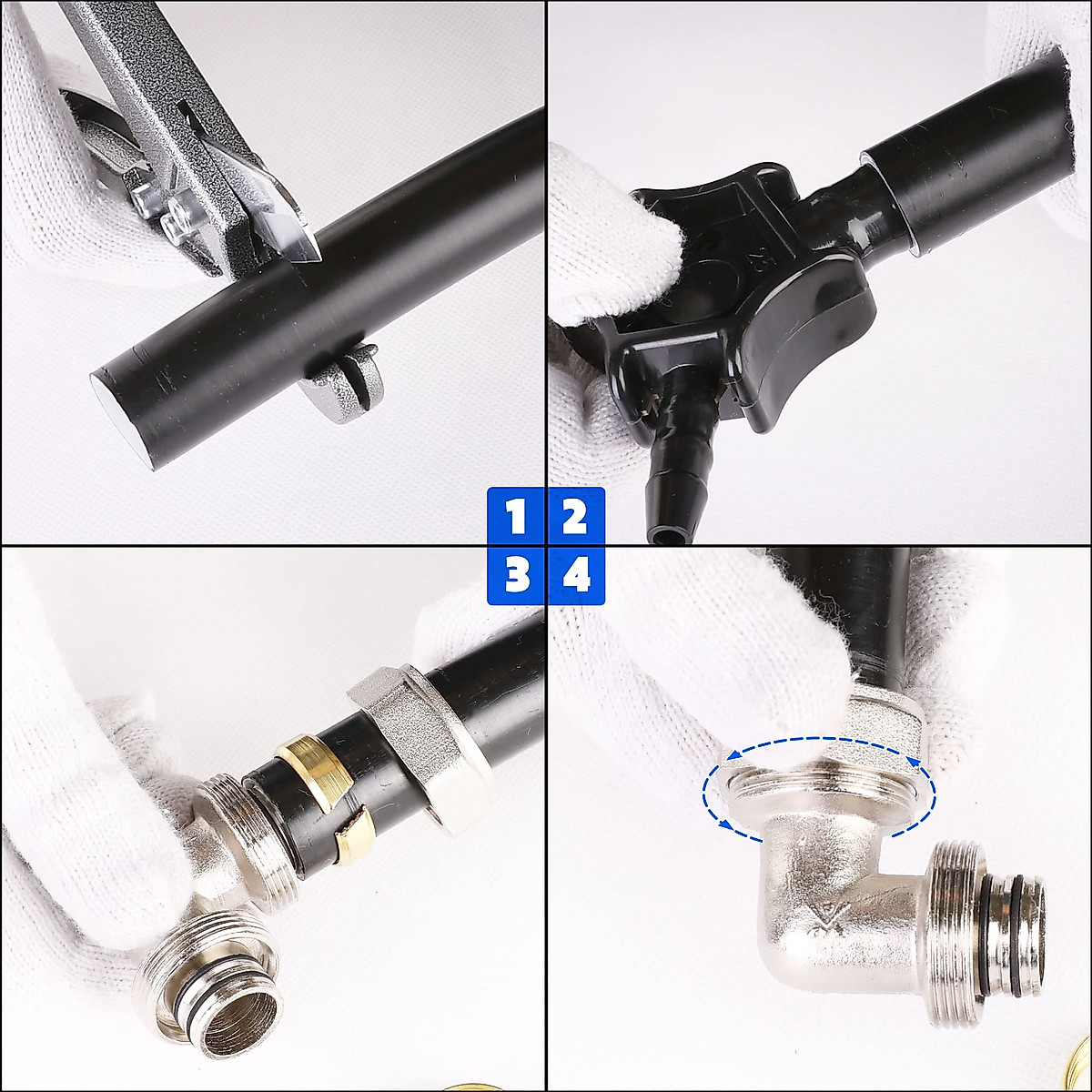 ANCIMOON 2PC 3/4’’ Elbow Air Piping Fittings, 3/4’’ Tubing x 3/4’’ Tubing, Brass-Nickel Plated, 200PSI, Air Tubing Fittings For Shop Garage Compressed Air line System Kit