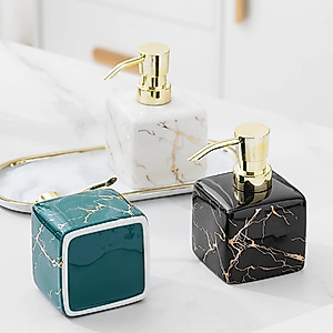 Soap Dispensers 10oz Ceramic Soap Dispenser Set of 3, Countertop Soap Pump with Tray ABS Pump Lotion Dispensers for Kitchen Bathroom Lotion Dispenser (Color : Black+White)