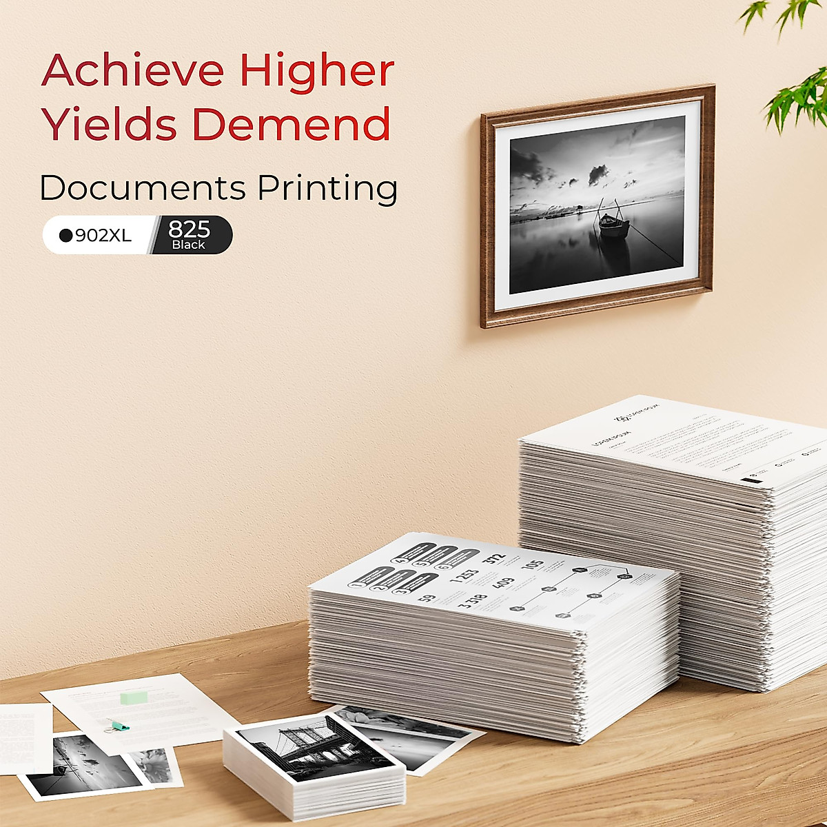 ejet 902XL 902 XL Compatible Ink Cartridge(Newest Chips) Replacement for HP 902 Black 902XL 902 XL to use with OfficeJet Pro 6968 6978 6958 6962 6954 6960 6970 6979 6950 Printer (2 Black)