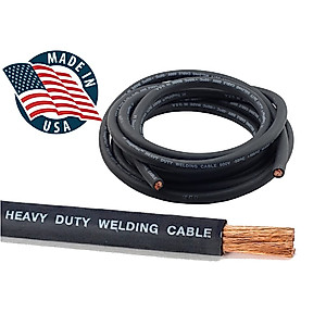 WeldingCity 10-ft 1-AWG USA-made Heavy Duty Welding Cable with Stick Electrode Holder Stinger and Tweco-type Twistlock Connector Plug for Welder Whip Lead