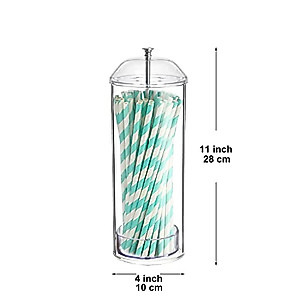 Youngever Straw Dispenser, Plastic Straw Holder with Lid, Drinking Straw Container with Lid