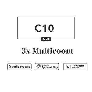 Audio Pro Addon C10 MKII Wireless Speaker | High Fidelity, Multi-Room Bluetooth Speaker for Outdoor, Home, Camping, Travel, Beach | Chromecast Built-in, Airplay 2, Spotify Connect Compatible | White