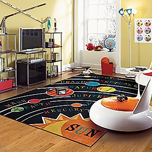 Mohawk Home Black Aurora Solar System Indoor Space Area Rug (5'x8')