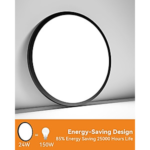 4PACK LED Flush Mount Ceiling Light Fixture Black, 9Inch 24Watt, 3000k/4500k/6000K LED Ceiling Light, Ultra Slim Flush Mount LED Ceiling Lamp for Bedroom, Living Room, Kitchen, Hallway,NOT-DIMMABLE