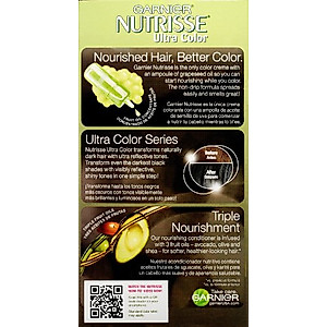 Garnier Nutrisse Ultra Color Nourishing Hair Color Crème, BL33 Reflective Bronze Black, 1-count (Packaging May Vary)