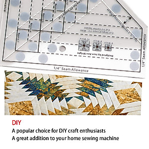 Trim Tool Quilting Ruler,Mini Quilt Ruler Transparent Acrylic Scale DIY Trim Tool Quilting Ruler for 6 8 10 Inch Finished Blocks