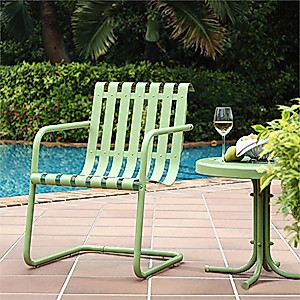 Pemberly Row Metal Patio Chair in Green (Set of 2)