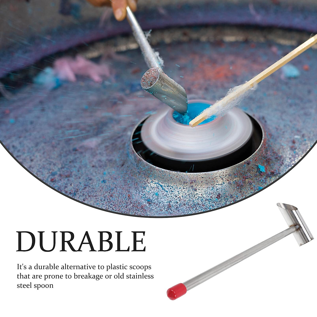 Luxshiny Marshmallow Spoon Sugar Spoon Long Handle Stainless Steel Cotton Candy Scoop for Cotton Candy Floss Machine Marshmallow Machine Spare Parts