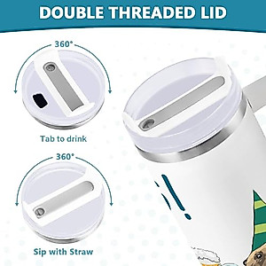 Exnundod 40 oz Tumbler with Handle Cute Otter Cheers Beer Insulated Stainless Steel Cup with Lid and Straw Travel Cup Leak-proof Fits in Car Cup Holder for Iced & Hot