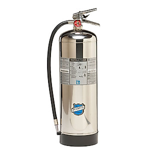 Buckeye 50000 Stainless Steel Water Pressurized Hand Held Fire Extinguisher with Wall Hook, 2.5 Gallon Agent Capacity, 7" Diameter x 9" Width x 24-1/2" Height