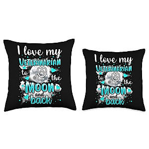 I love my husband tee Veterinarian Wife i Love My Husband to The Moon and Back Throw Pillow, 18x18, Multicolor