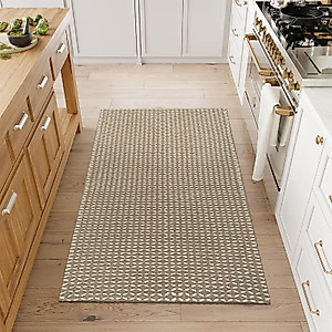 OJIA Washable Rugs 3x5 ft Front Door Rugs Entryway Rugs Indoor Outdoor Rug Cotton Hand-Woven Tan Kitchen Rug Farmhouse Throw Rugs Door Mats Entrance Rugs for Bedroom Bathroom Porch