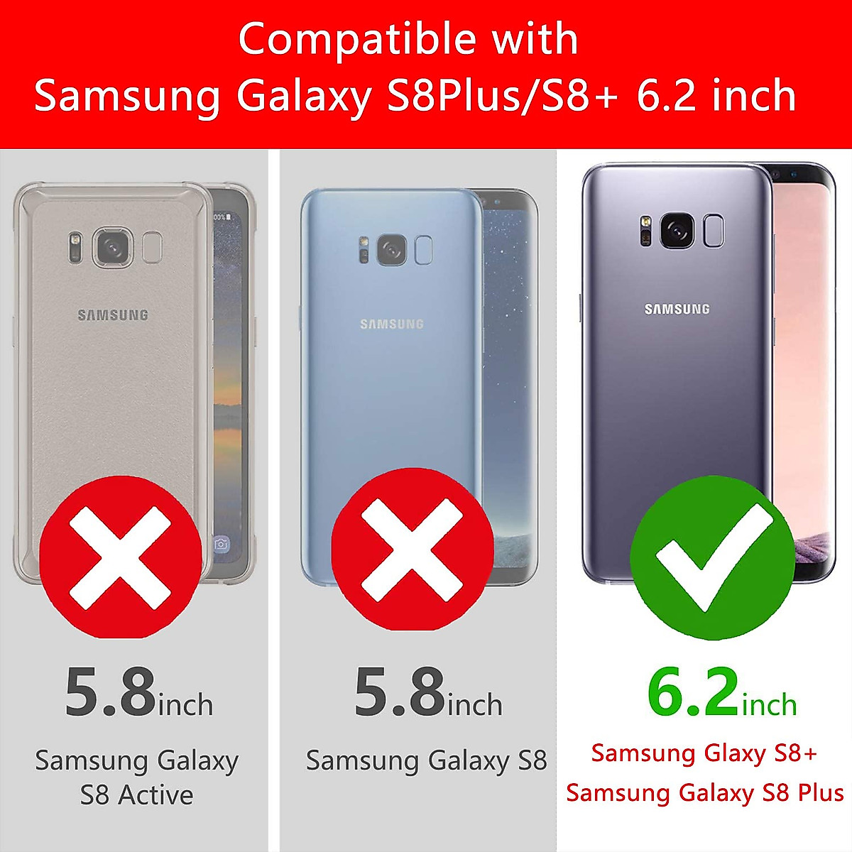 for Samsung Galaxy S8 Plus Case Samsung Galaxy S8+ Case Military Grade Built-in Kickstand Case Holder Armor Heavy Duty Shockproof Cover Protective for Samsung Galaxy S8 Plus Phone Case (Black)