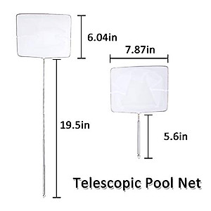 Whaline 4pcs Swimming Pool Skimmer Net Hot Tub Maintenance Accessory Kit Fine Mesh Leaf Skimmer Contain Pool Net, Scrubbing Brush and Sponge Brush, with a Pair of Gloves for Garden Pond Spa