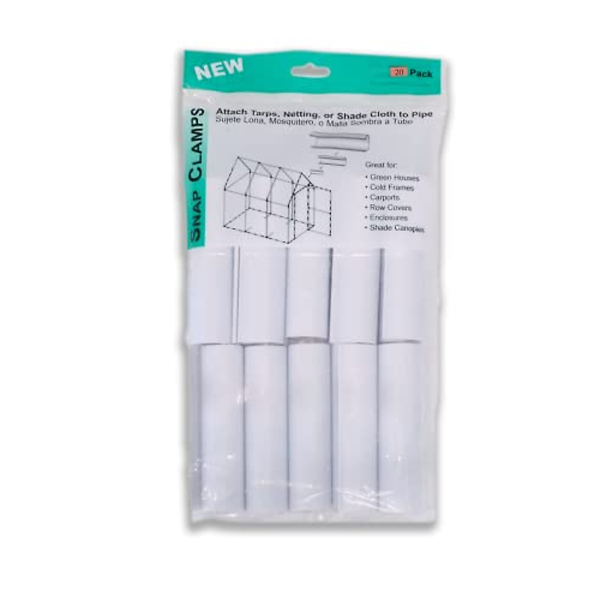 Snap Clamp Greenhouse Cover PVC Clamps for Hoop Pipe Frames - Garden / Plant Cover Clips (12-EZ - 3/4inch Pipe Clamps - JAK Packaging, 20) White